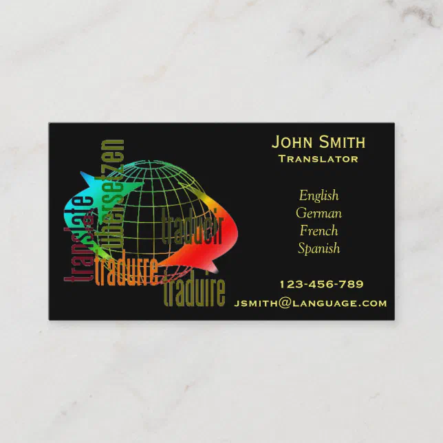 Freelance Translator language interpreter Business Card | Zazzle