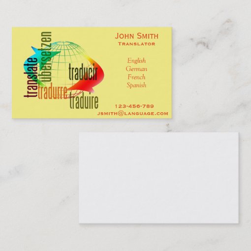Freelance Translator language interpreter Business Card | Zazzle