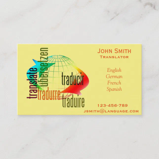 Freelance Translator language interpreter Business Card | Zazzle