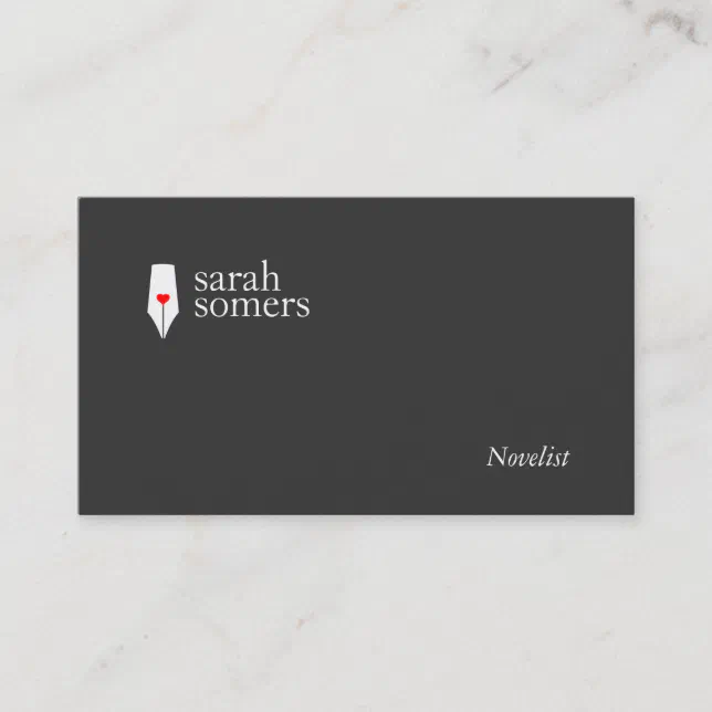 Freelance Writer and Novelist Calligraphy Pen Logo Business Card | Zazzle