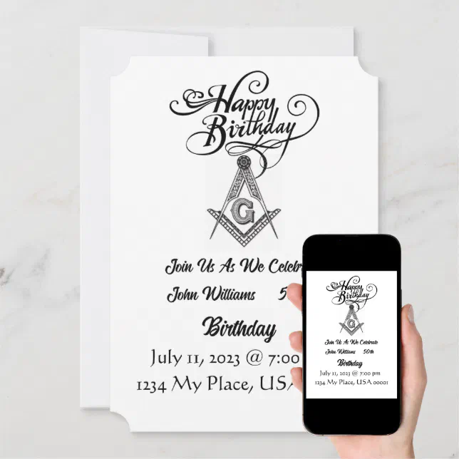 Freemason Birthday Invitation | Zazzle