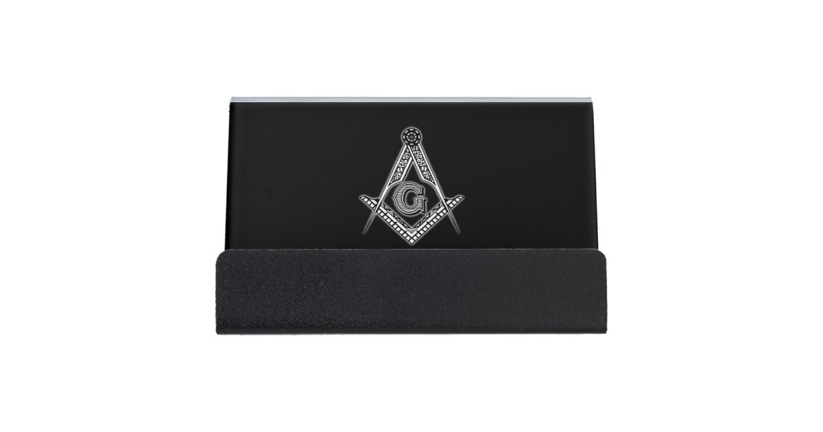 Freemason (Black) Desk Business Card Holder | Zazzle