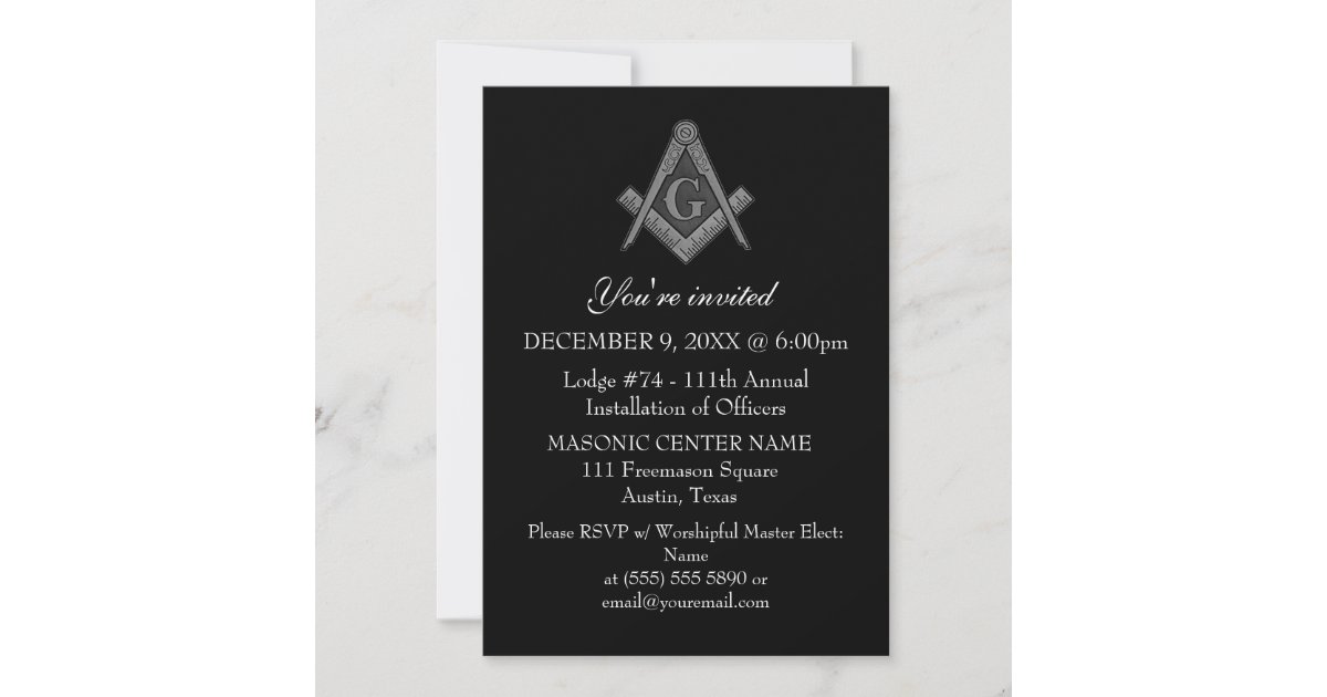 Freemason Masonry Black Masonic Invitation | Zazzle