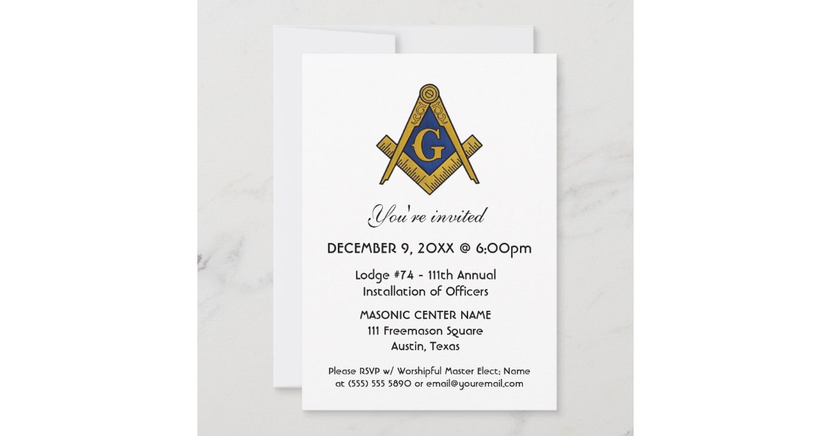 Freemason Masonry Square and Compass Masonic Invitation | Zazzle