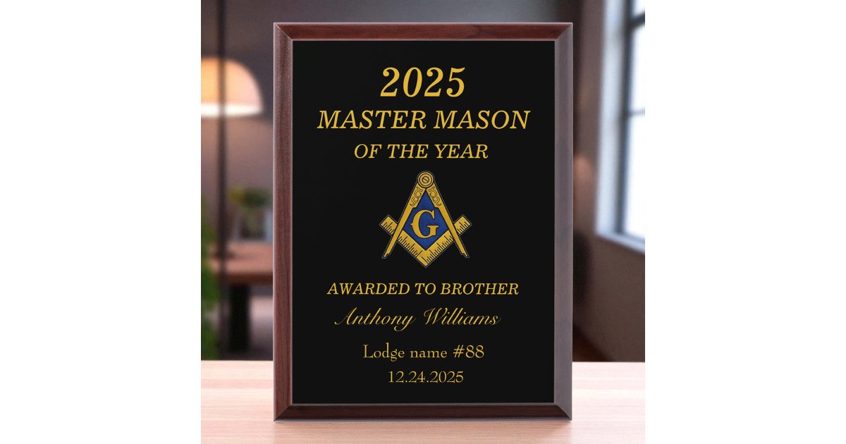Freemason Master Mason Lodge Masonry Award Plaque | Zazzle