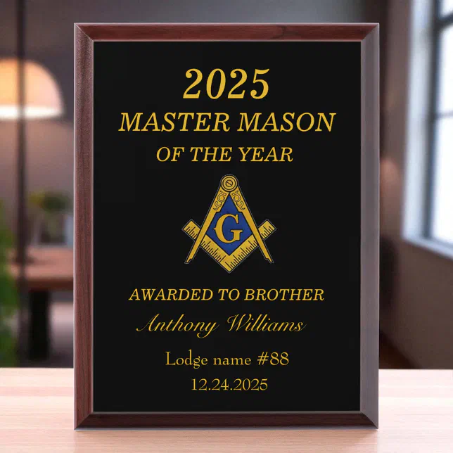 Freemason Master Mason Lodge Masonry Award Plaque | Zazzle