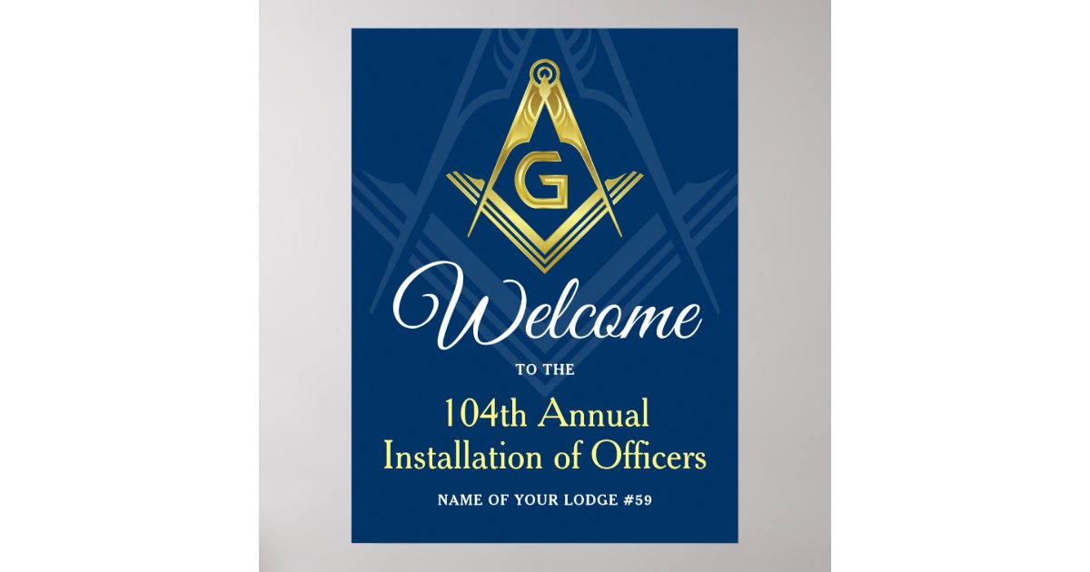 Freemason Navy Blue and Gold Masonic Welcome Party Poster | Zazzle