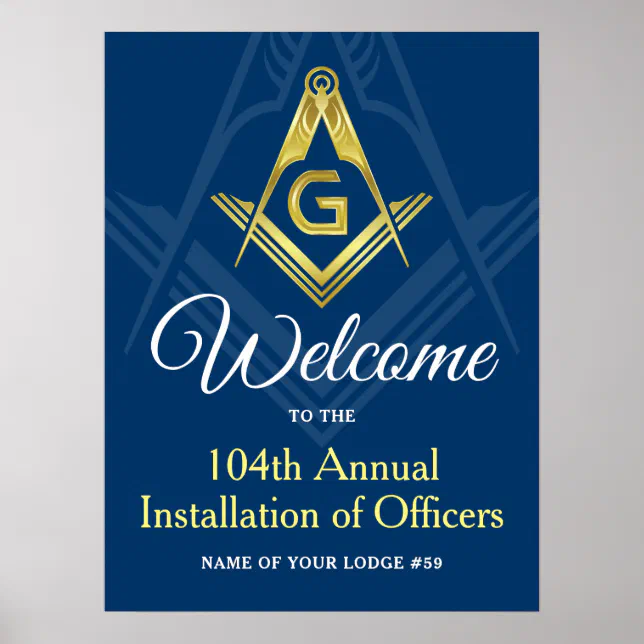 Freemason Navy Blue and Gold Masonic Welcome Party Poster | Zazzle