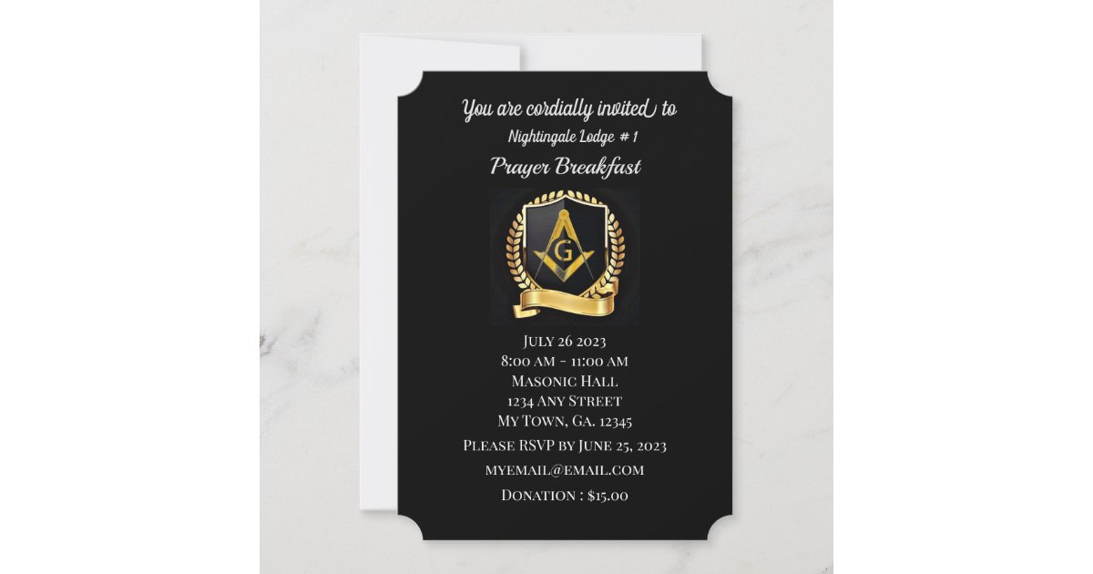Freemason Prayer Breakfast Invitation | Zazzle