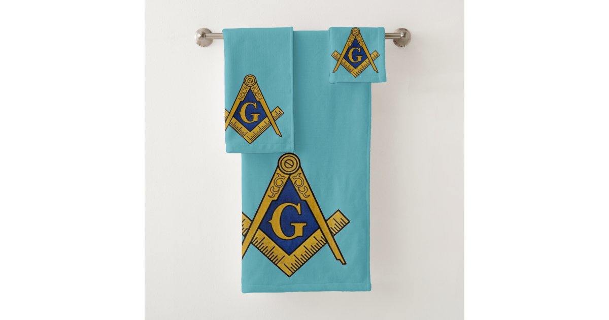 Freemason Square and Compass Masonic Blue Bath Towel Set | Zazzle