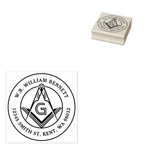 Freemason Square Compass Masonic Return Address Rubber Stamp | Zazzle