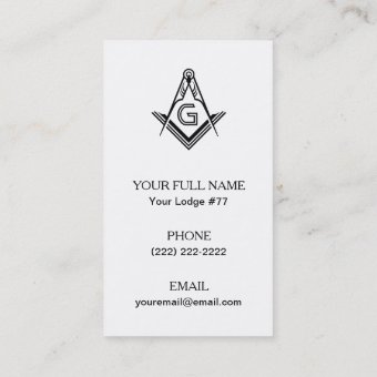 Freemasonry Business Cards - Custom Masonic Card | Zazzle