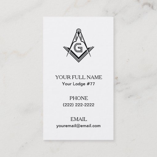 Freemasonry Business Cards - Custom Masonic Card | Zazzle
