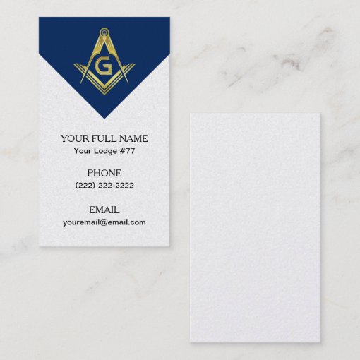 Freemasonry Business Cards, Masonic Blue Navy Gold Business Card | Zazzle