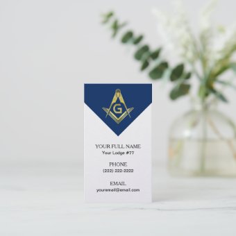 Freemasonry Business Cards, Masonic Blue Navy Gold Business Card | Zazzle