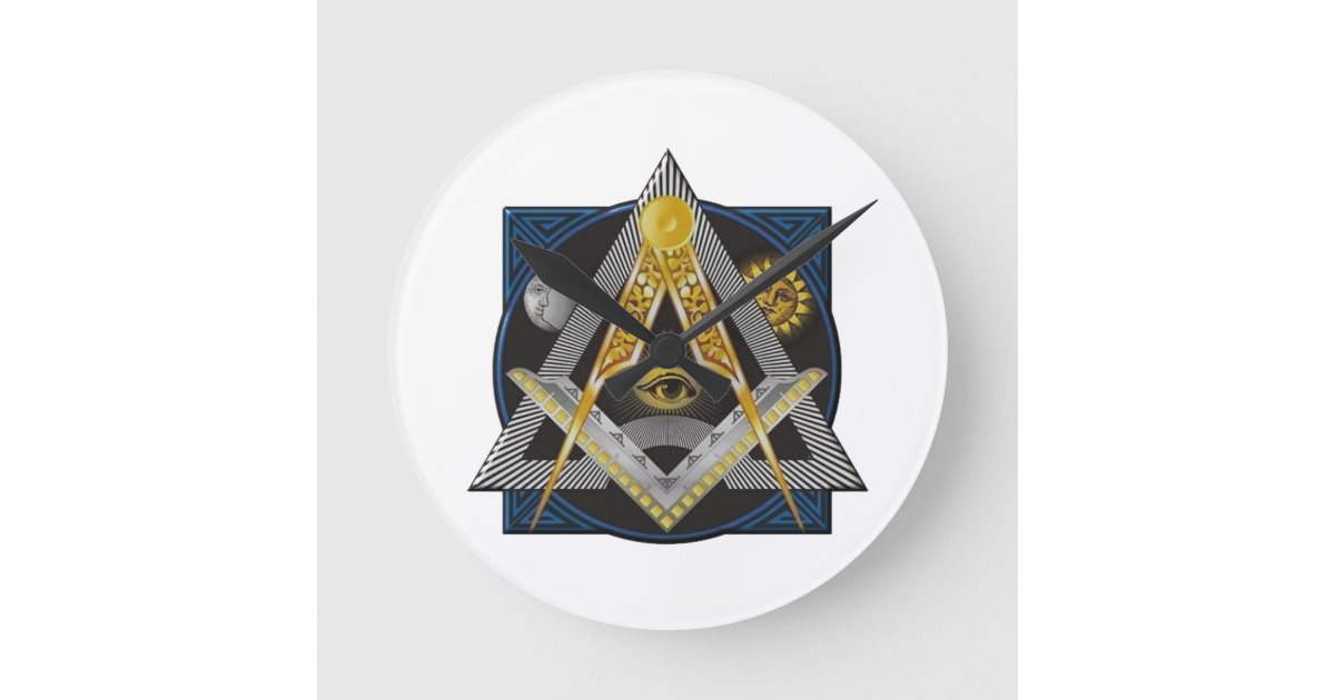 Freemasonry Emblem Round Clock | Zazzle