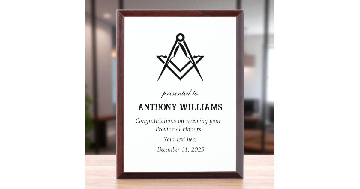 Freemasonry Freemason Masonic Mason Award Plaque | Zazzle