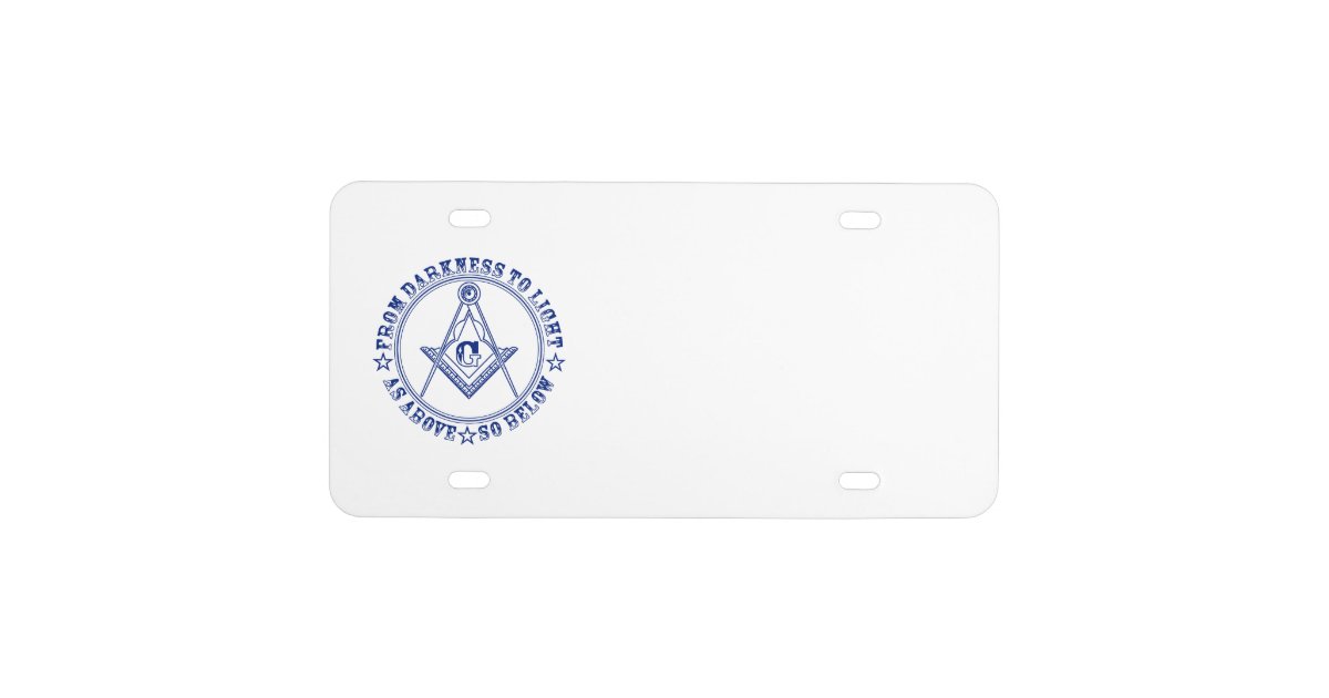 Freemasonry symbol license plate | Zazzle