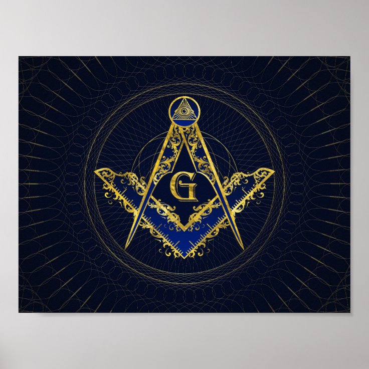 Freemasonry symbol Square and Compasses Poster | Zazzle