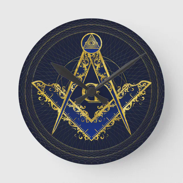 Freemasonry symbol Square and Compasses Round Clock | Zazzle