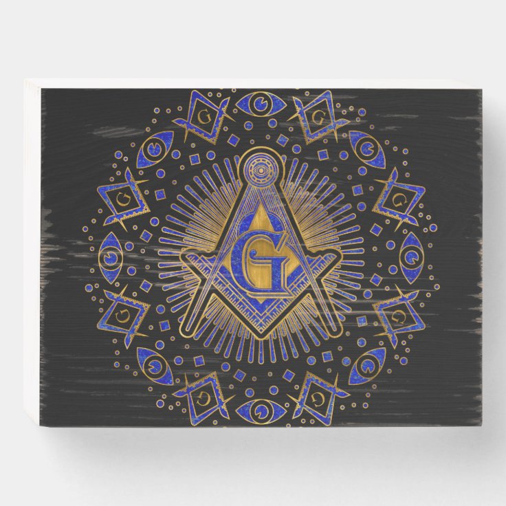 Freemasonry symbol Square and Compasses Wooden Box Sign | Zazzle