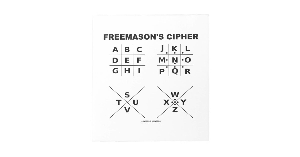 Freemason's Cipher (Cryptography) Notepad | Zazzle