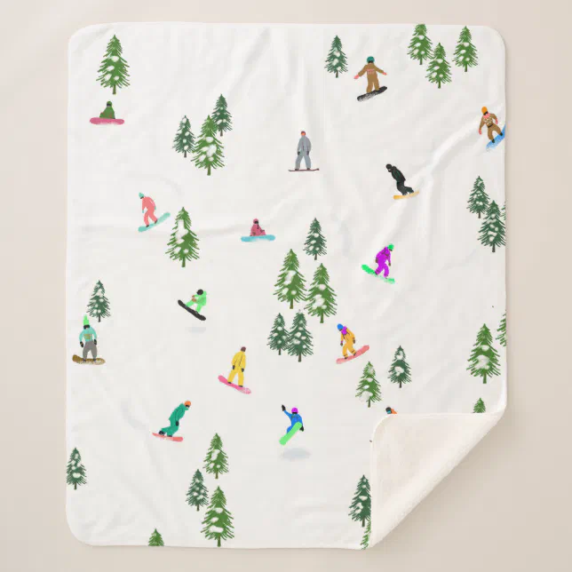 Freeride Snowboarder Snowboarding Illustration Sherpa Blanket | Zazzle