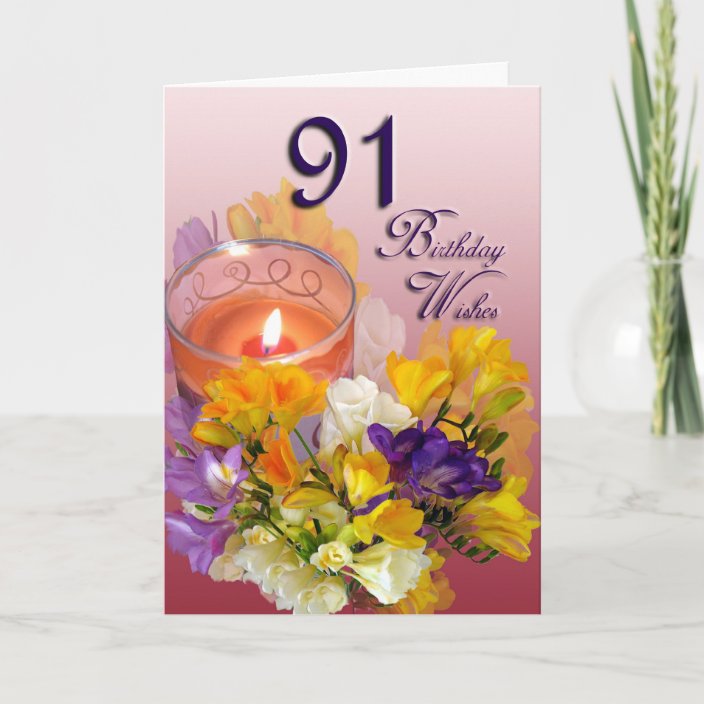 Freesias 91st Birthday Wishes Greeting Card | Zazzle.com