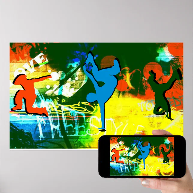 Freestyle Break Dance Graffiti Poster Hip Hop | Zazzle