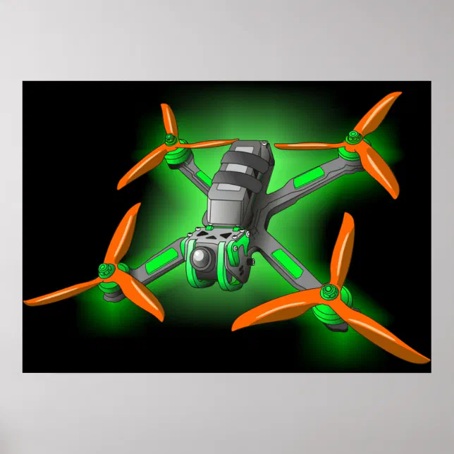 Freestyle racing fpv drone LED racing drones Poster | Zazzle