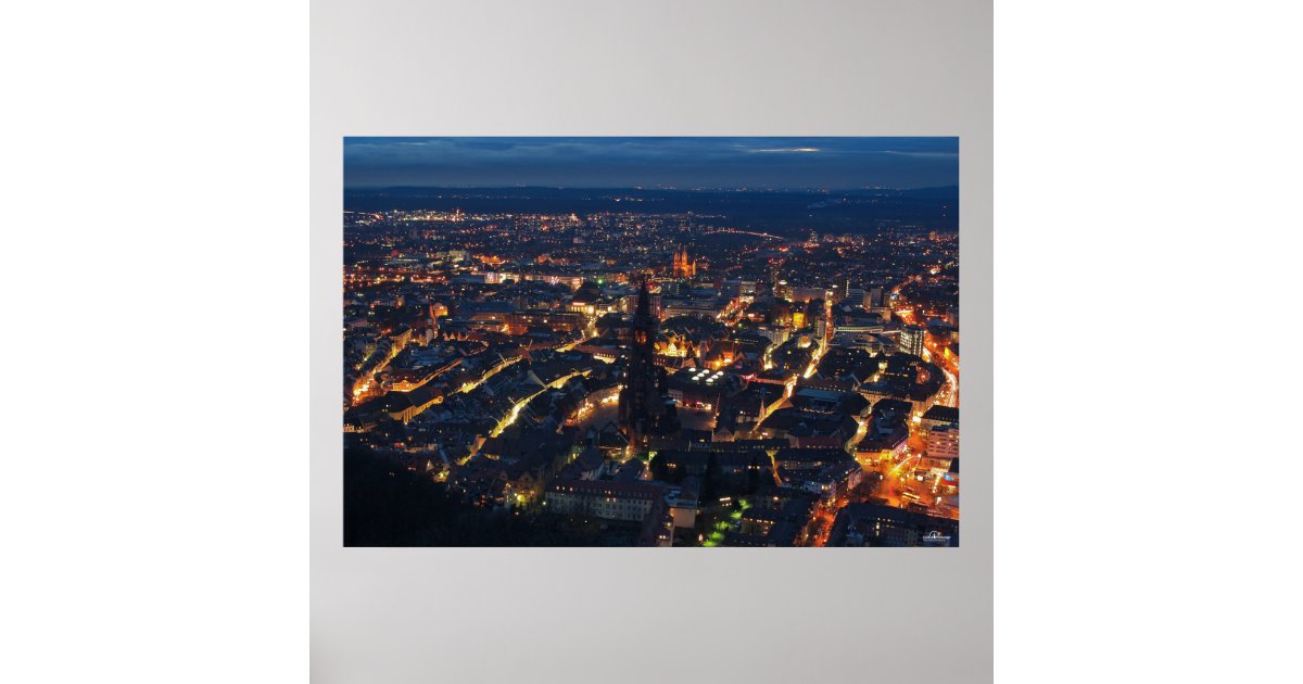 Freiburg at night poster | Zazzle