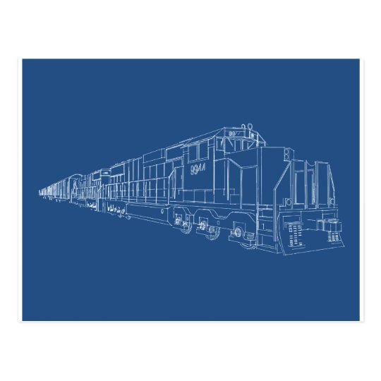 Freight Train Blueprint: Railroad: Postcard | Zazzle.com