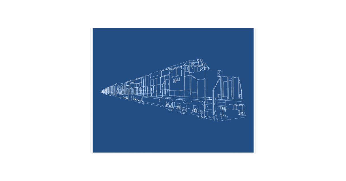 Freight Train Blueprint: Railroad: Postcard | Zazzle.com
