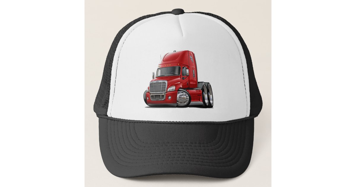 Freightliner Cascadia Red Truck Trucker Hat | Zazzle