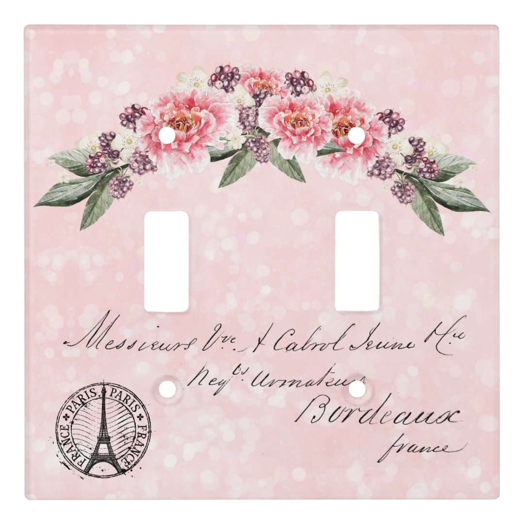 French Address Roses Paris Postmark Pink Light Switch Cover | Zazzle