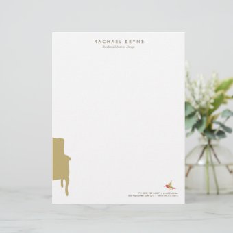 French Armchair Interior Designer Hummingbird Letterhead | Zazzle