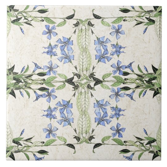 French Art Nouveau Blue Periwinkle Flowers Tile | Zazzle