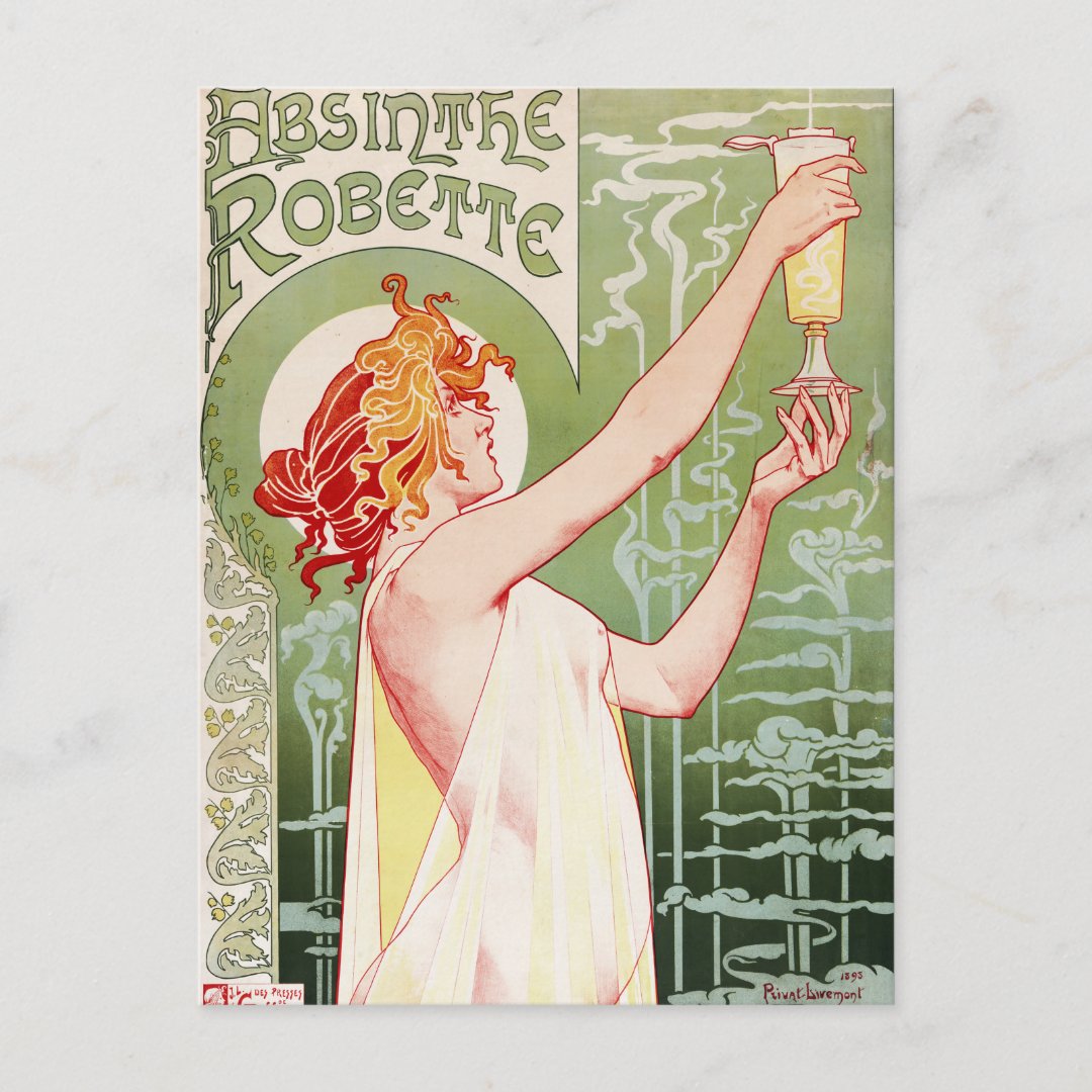 French art nouveau poster "absinthe Robette" Postcard | Zazzle