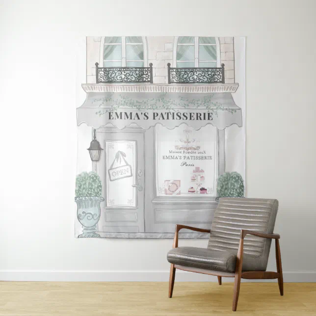 French Bakery Cafe Patisserie Gray Backdrop | Zazzle
