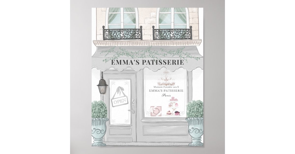 French Bakery Cafe Patisserie Gray Backdrop Poster | Zazzle