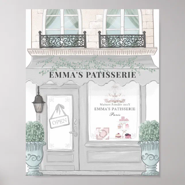 French Bakery Cafe Patisserie Gray Backdrop Poster | Zazzle
