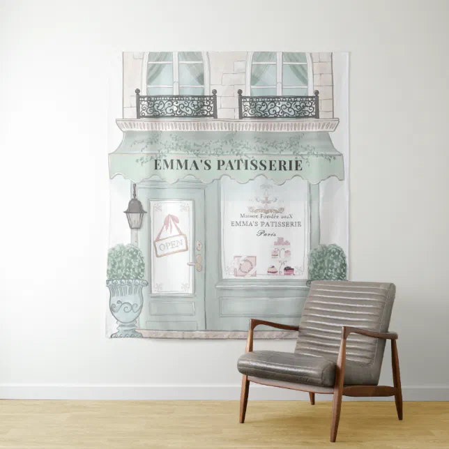 French Bakery Cafe Patisserie Green Backdrop | Zazzle