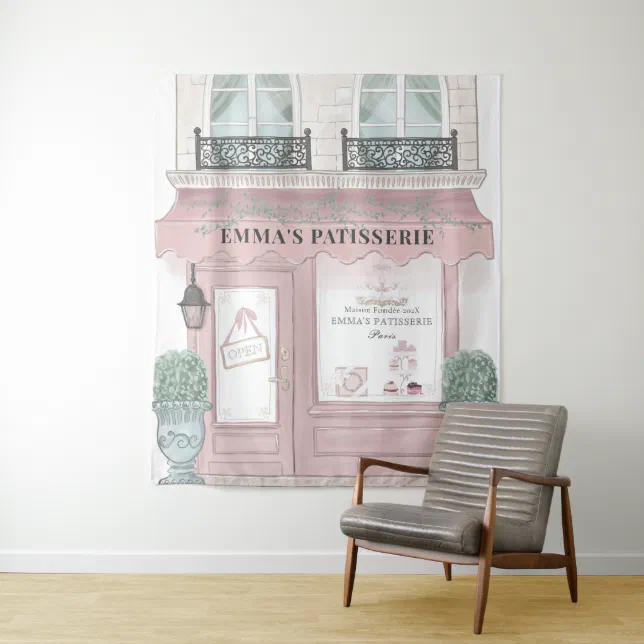French Bakery Cafe Patisserie Pink Backdrop | Zazzle