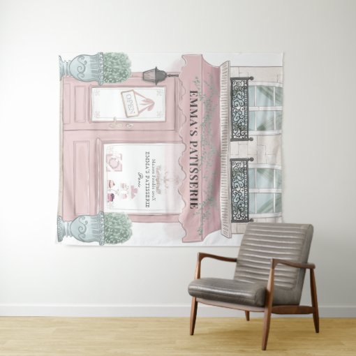 French Bakery Cafe Patisserie Pink Backdrop | Zazzle