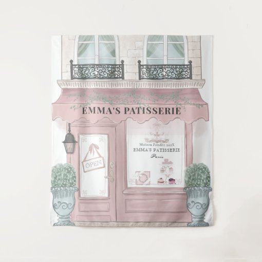 French Bakery Cafe Patisserie Pink Backdrop | Zazzle
