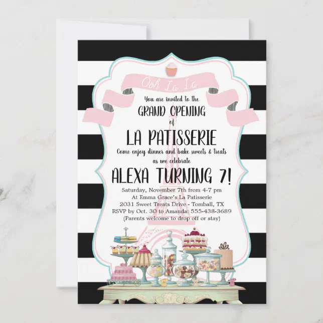 French Bakery Sweets and Treats Birthday Party Invitation | Zazzle