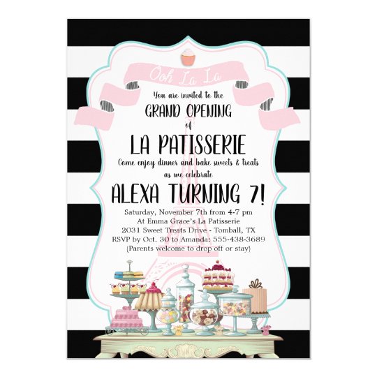 French Bakery Sweets and Treats Birthday Party Invitation | Zazzle.com