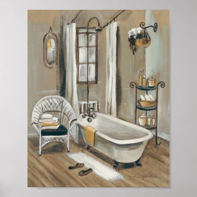 French Bathroom with Bathtub Poster | Zazzle
