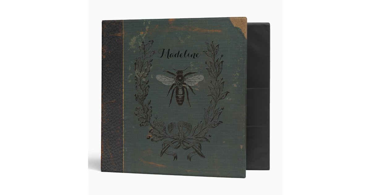 French Bee Monogram Binder | Zazzle