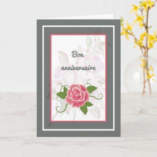 French Birthday Card with Roses | Zazzle